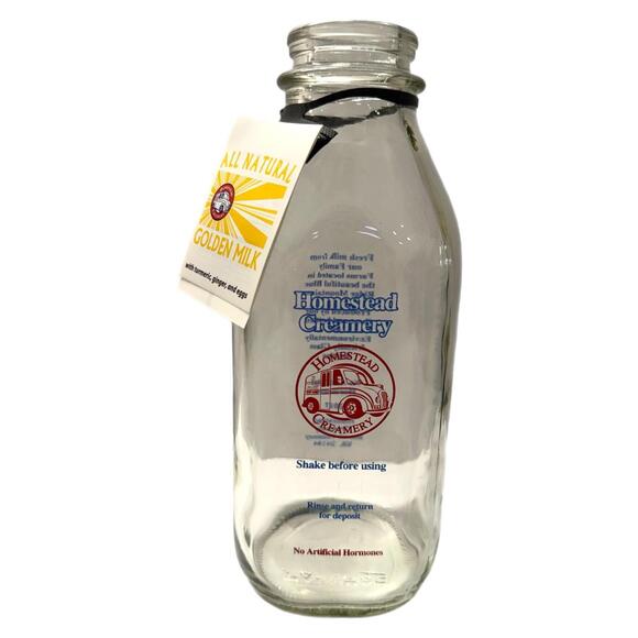 Other | Vintage Homestead Creamery 1 Qt Glass Milk Bottle Milk Tag ...